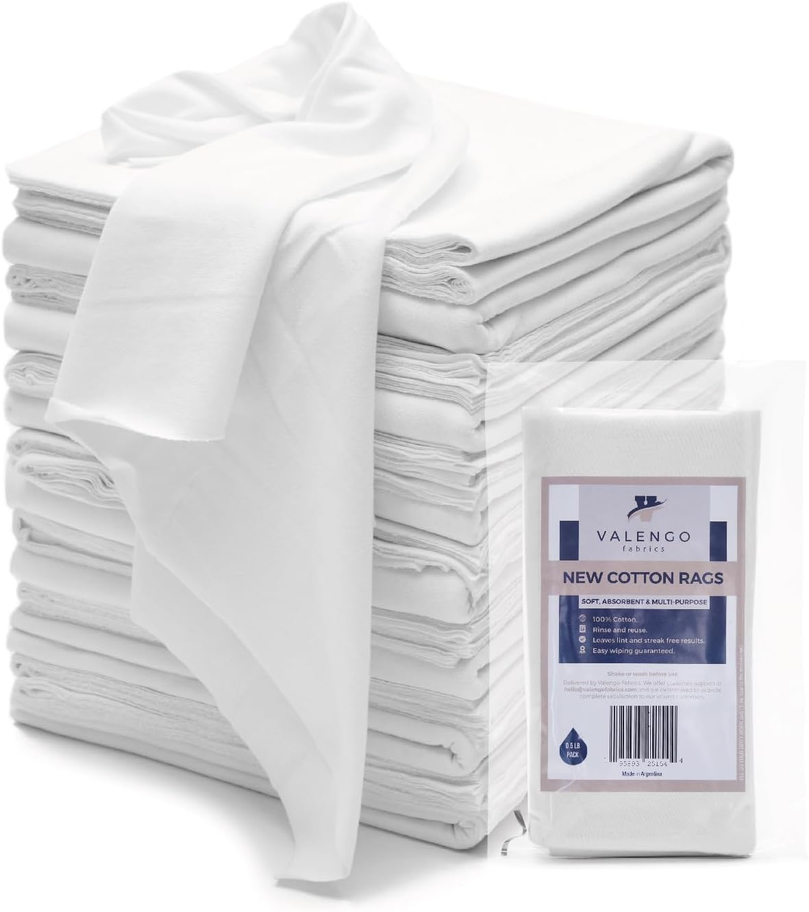 Amazon.com: VALENGO New Lint Free Rags 100% Cotton Cloth, Soft Tshirt ...