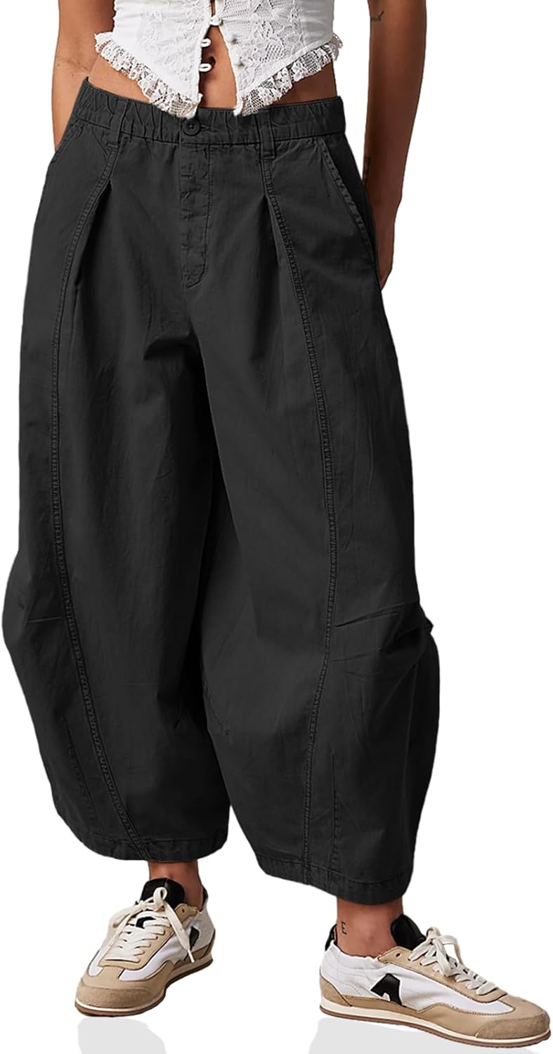 Cicy Bell Womens Harem Pants Casual Baggy Elastic Waist Wide Leg Beach ...