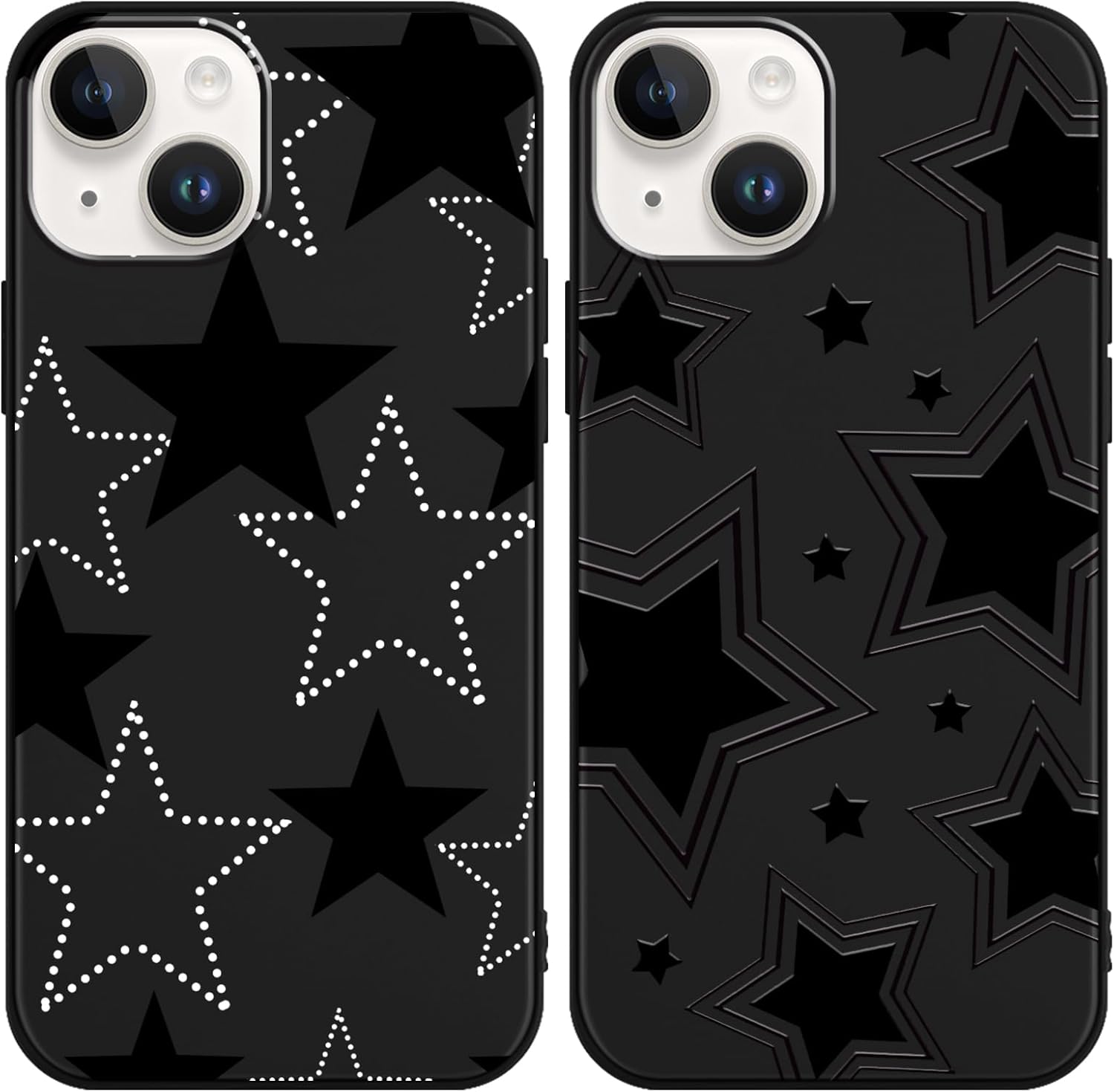 Amazon.com: Yomjew 2 Pack Cute Cool Black Star Phone Case for iPhone 12 ...