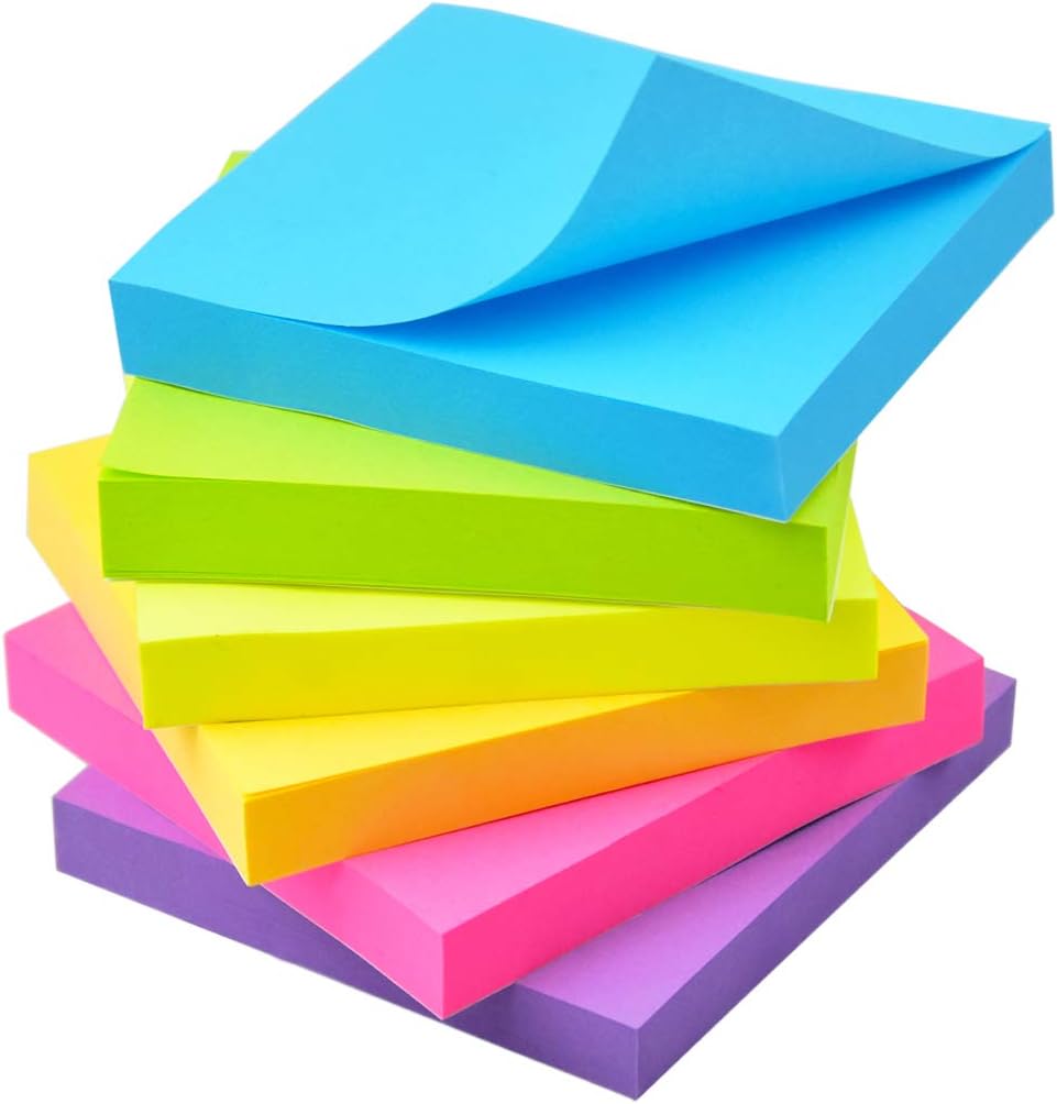 Pop Up Sticky Notes 3x3 Refills Self-Stick Notes 6 Pads, 6 Bright ...