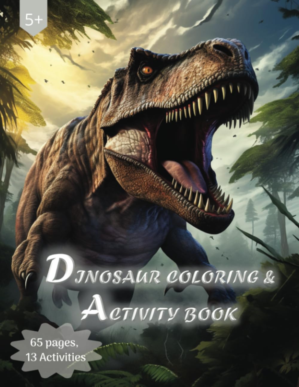 Dinosaur Coloring & Activity Book, 65 pages 13 Activities Ages 5 ...