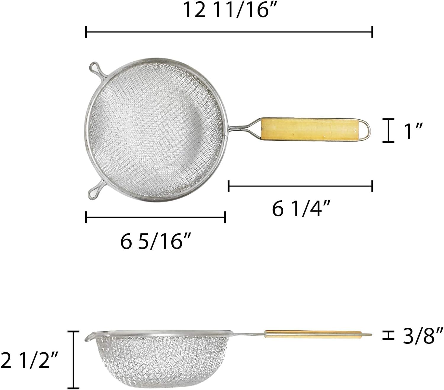 Snapklik.com : 6-Inch Double Fine Mesh Strainer Stainless Steel 6-1/2 ...