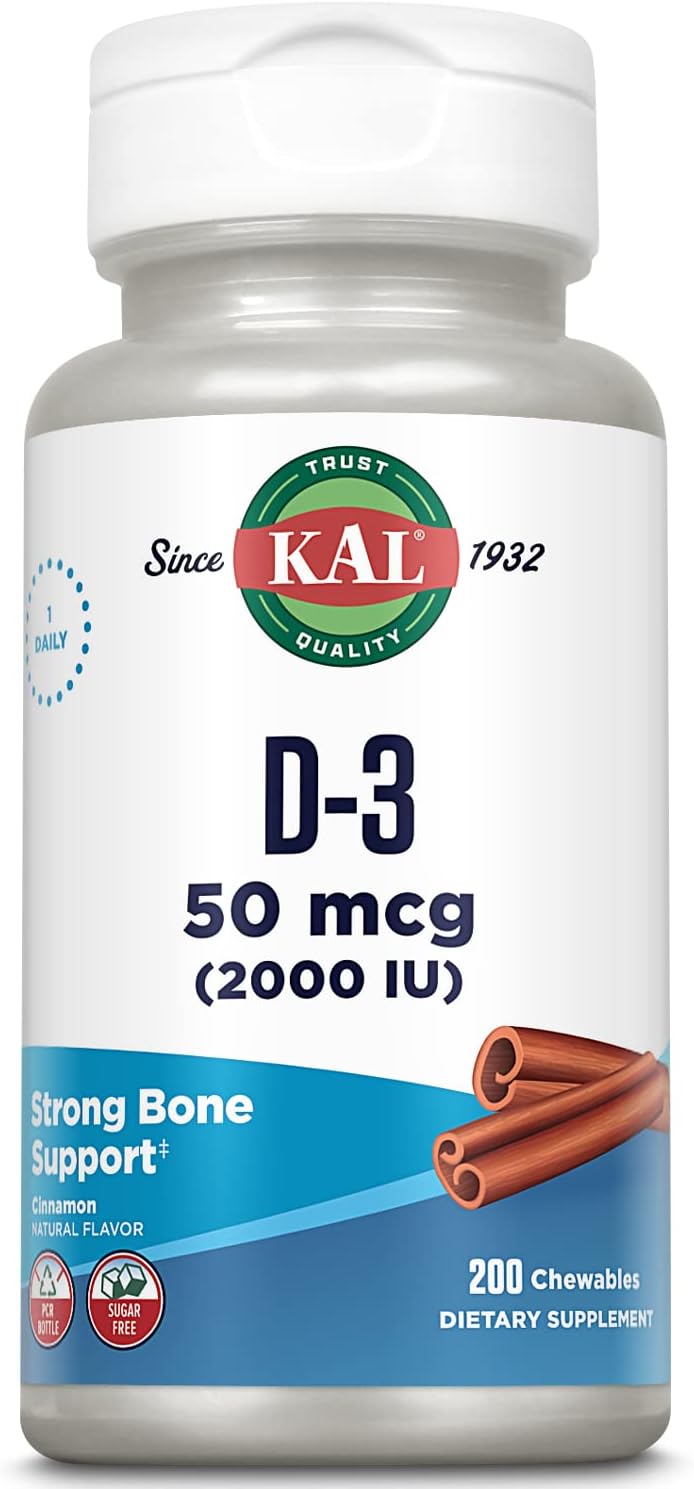 Amazon.com: KAL Vitamin D3 Chewables 50 mcg, Vitamin D 2000 IU as ...