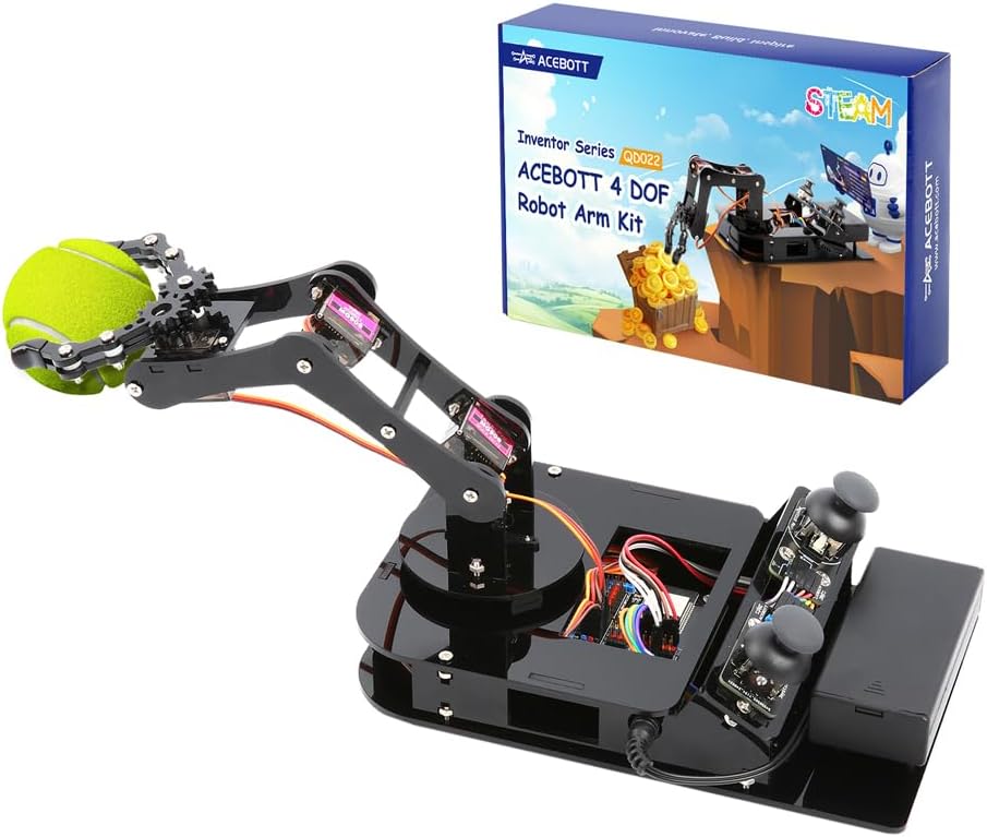 Amazon.com: 4 DOF Robot Arm Robotic Arm Kit Arduino Robot Arm Wood ...