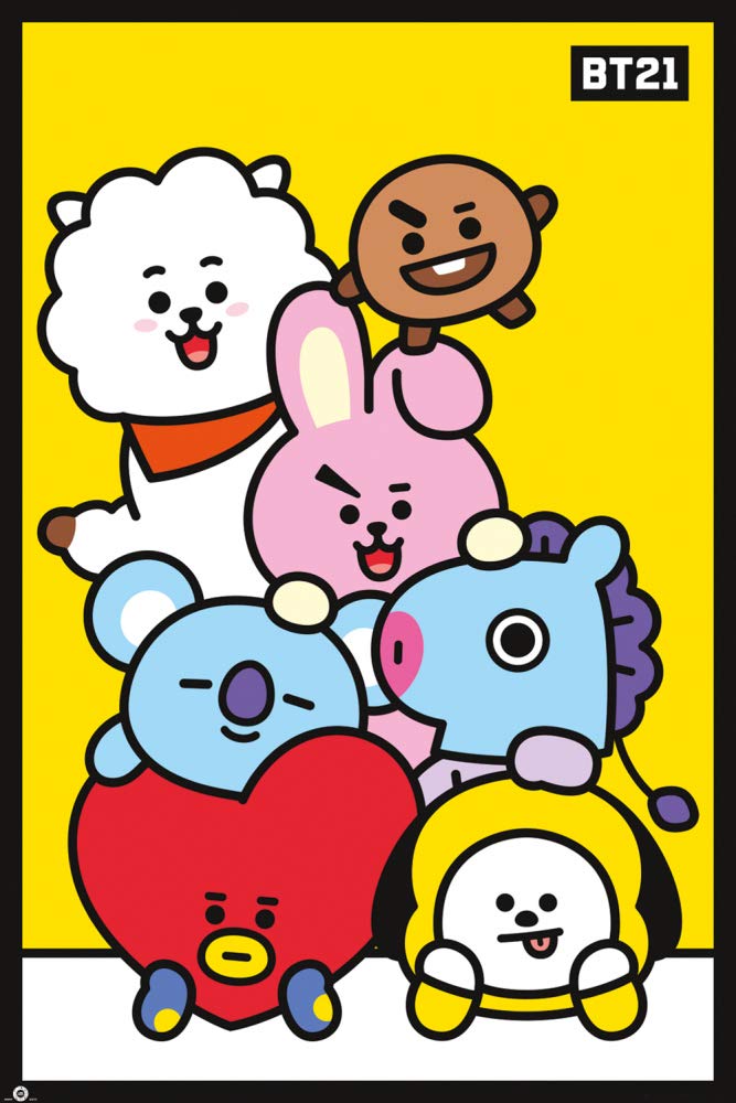Amazon.com: 1art1 Line Friends Poster - BT21, Pileup (36 x 24 inches ...
