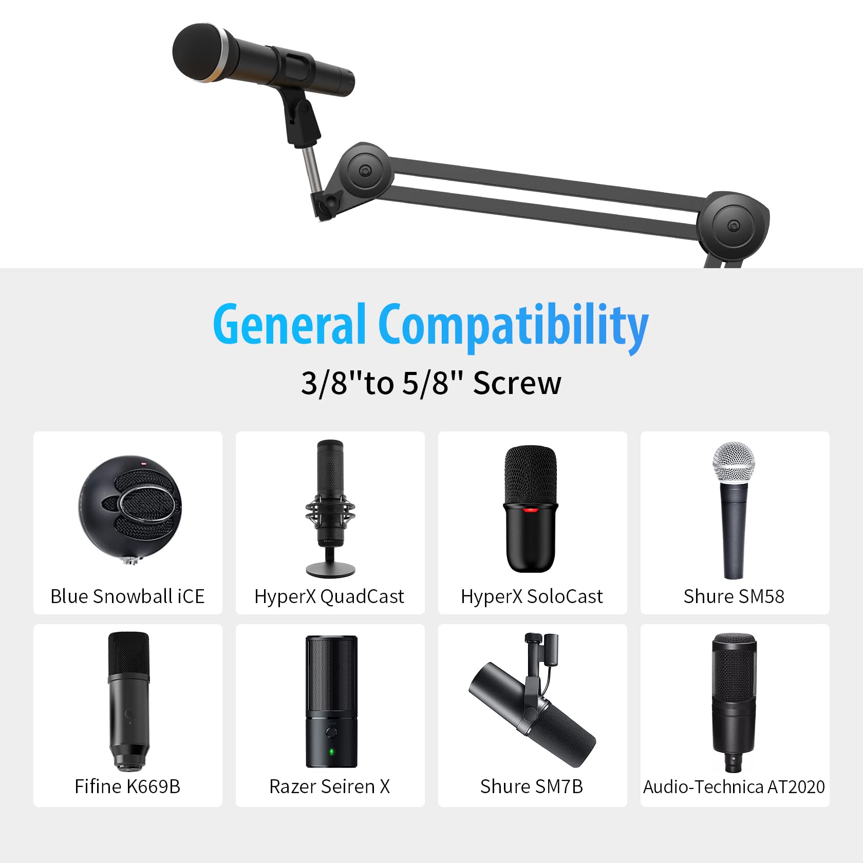 GUITTO Mic Boom Arm - Upgraded Microphone Arm Stand Heavy Duty Stable ...