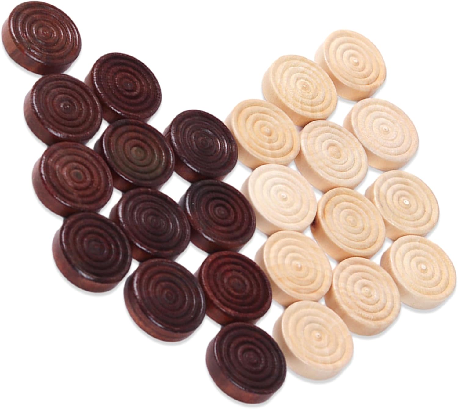 24 Pieces of Wooden Draft Board Game Pieces, Wooden Checkers Pieces ...