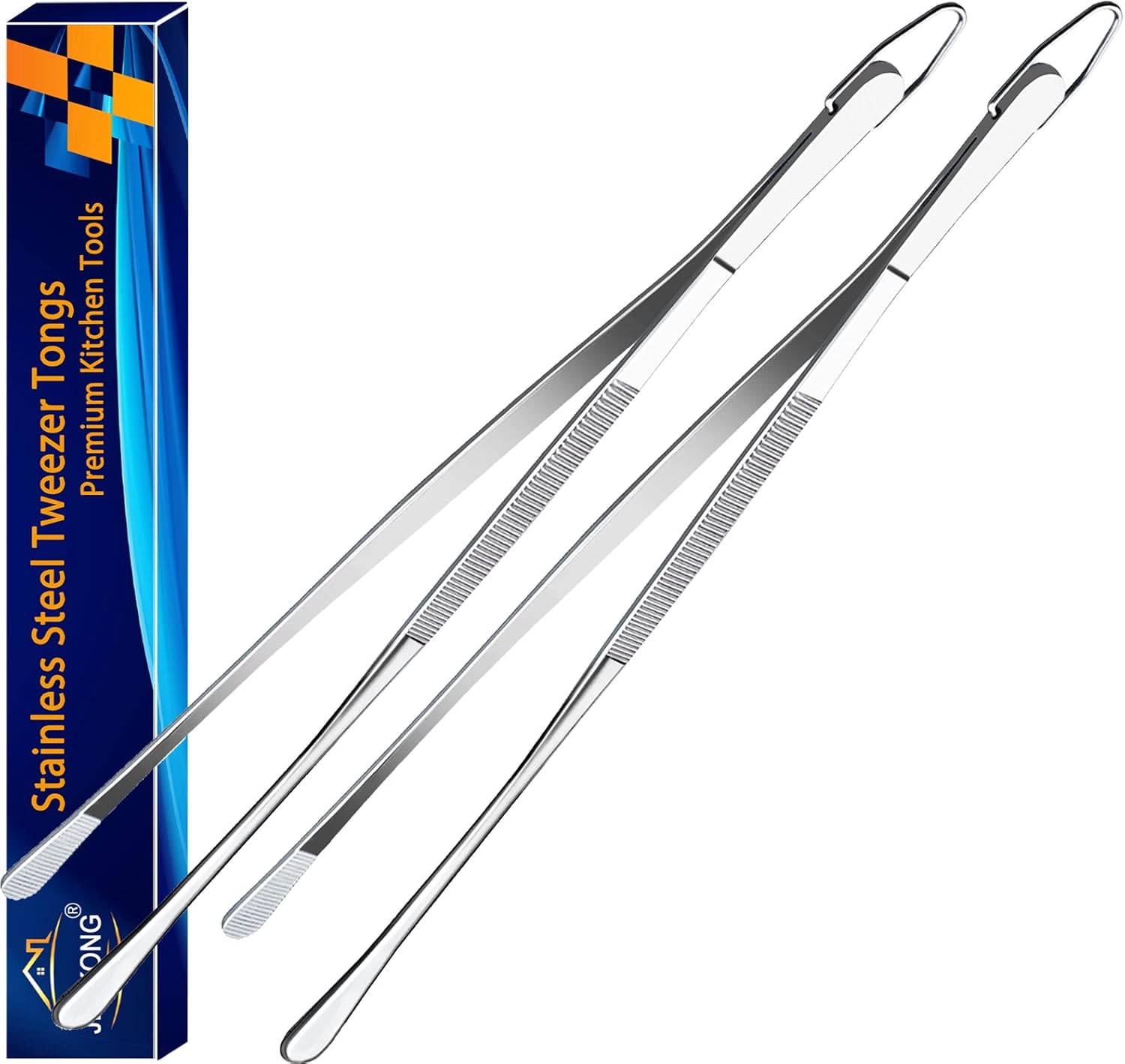 Amazon.com: JETKONG 2 Pieces Long Food Tweezers Kitchen Tweezer Tong ...