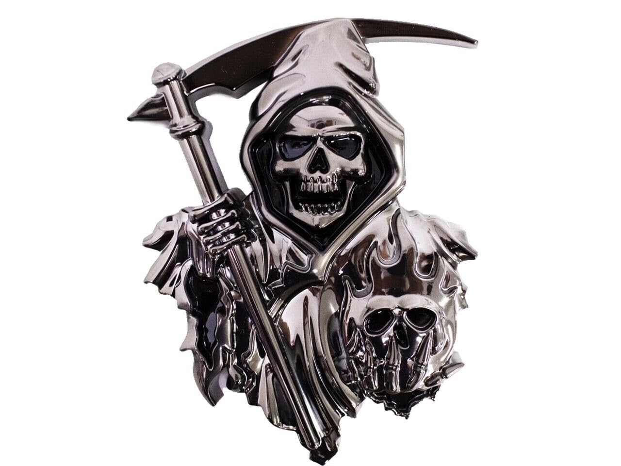 Amazon.com: 3D Grim Reaper Decal - Chrome Black Skull Emblem for Any ...