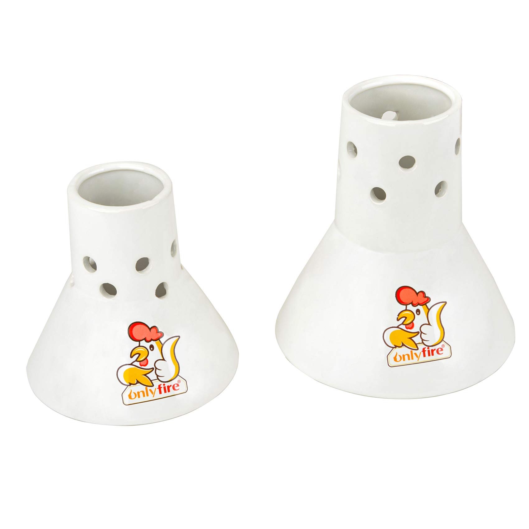 Amazon.com : onlyfire 2 Pack (Large+Small) Ceramic Chicken Roaster Rack ...