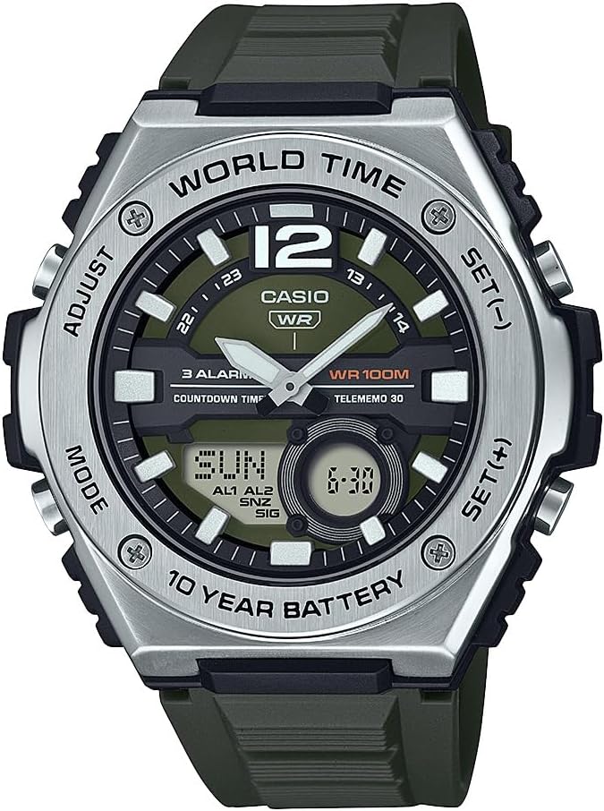 Amazon.com: Casio MWQ100 Series | Men’s Digital Watch | Silver/Green ...
