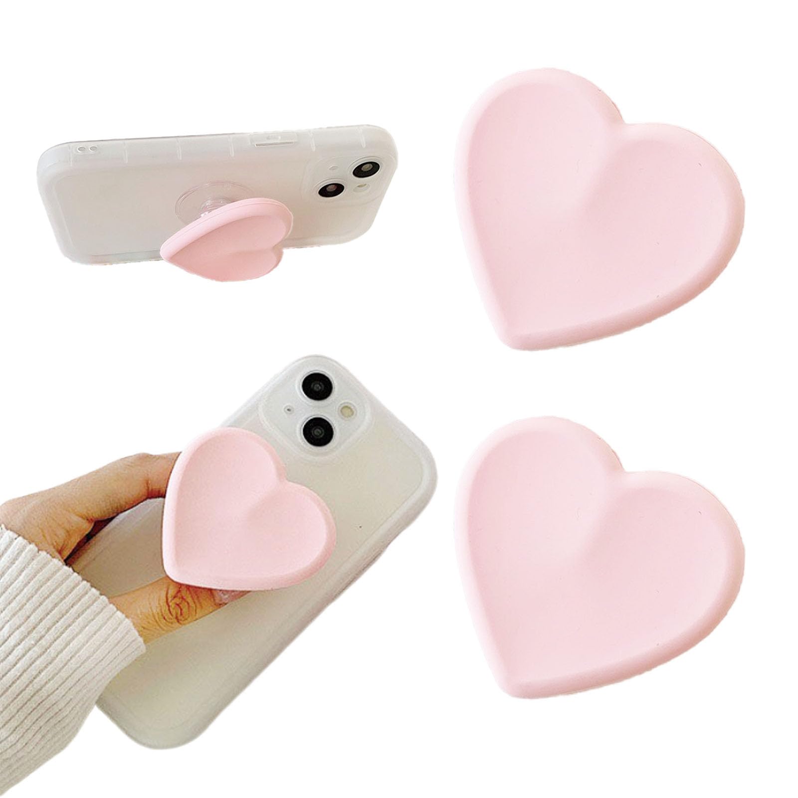 2PCS Heart-Shaped Silicone Mobile Phone Grip Stand,zakora Collapsible ...