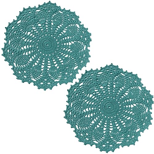 Amazon.com: BIBITIME Lace Doilies Crochet Handmade Lace Coasters Round Placemat Rustic Table ...
