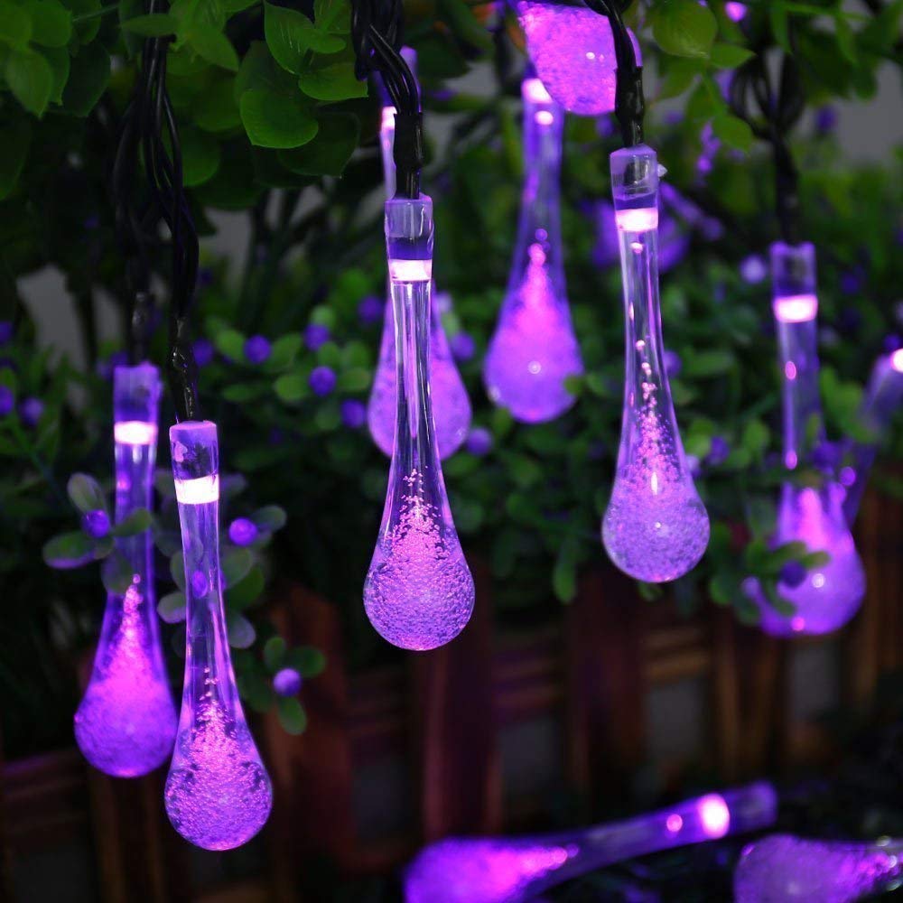Amazon.com : EONLYX Solar Drop String Lights, 20ft 30LEDs Water Drop ...