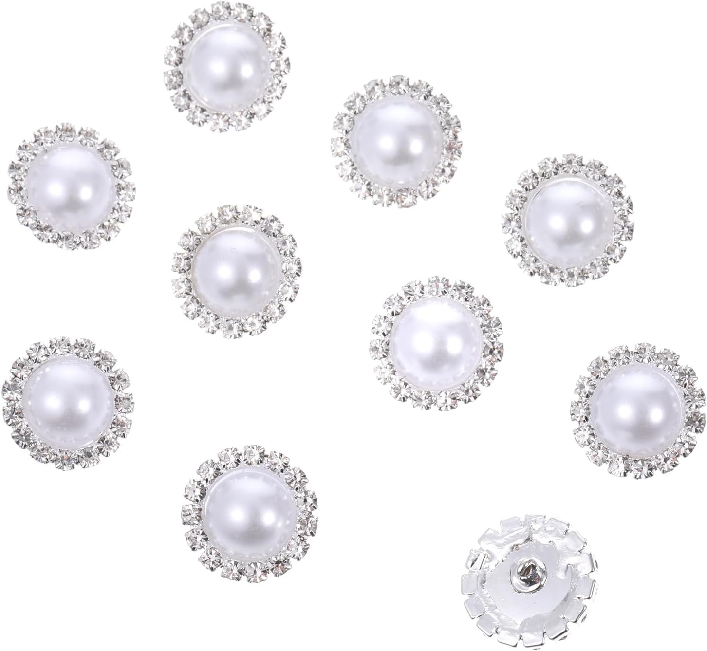Amazon.com: 10Pcs 16mm Round Rhinestone Faux Pearl Buttons Retro ...