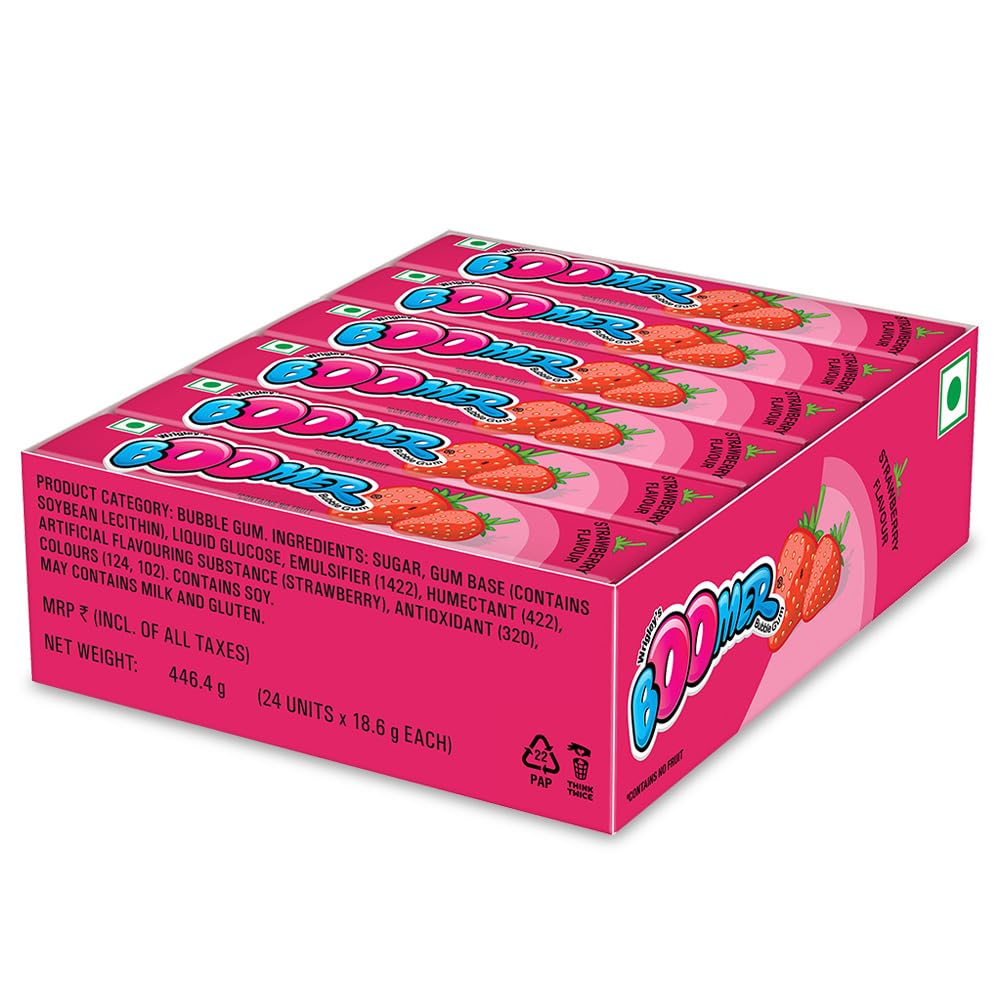 Boomer Bubble Gum | Strawberry Flavoured Chewing Gum | Long Lasting ...