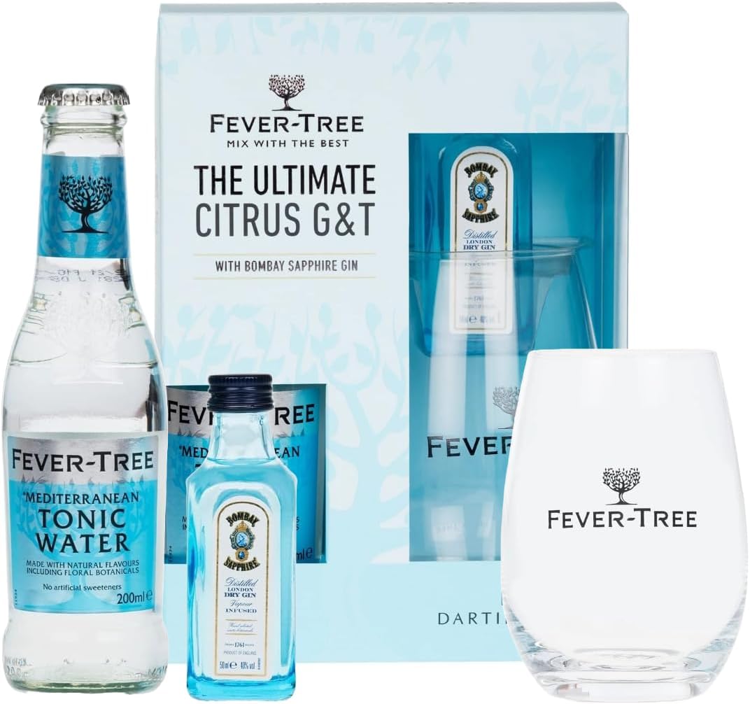 Fever Tree Gin Gift Set - Ultimate Citrus Gin & Tonic Alcohol Gift Set ...