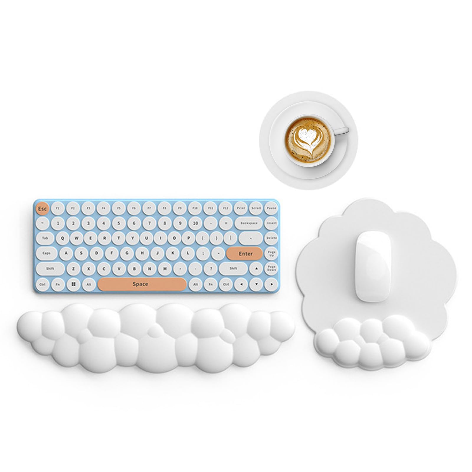 Altueey Cloud Keyboard Mouse Wrist Rest with Coaster Set, 3 in 1 ...