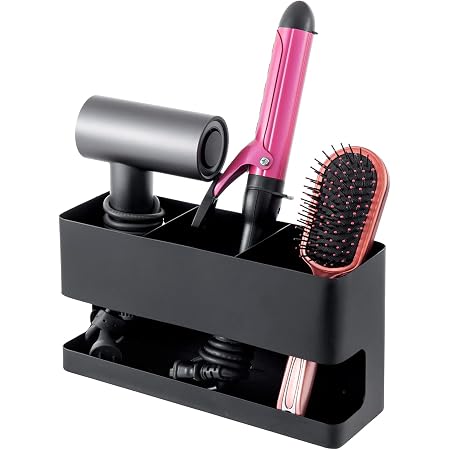 Amazon.com: MyGift Black Metal Wall Mount Hair Tools Holder with 2 ...