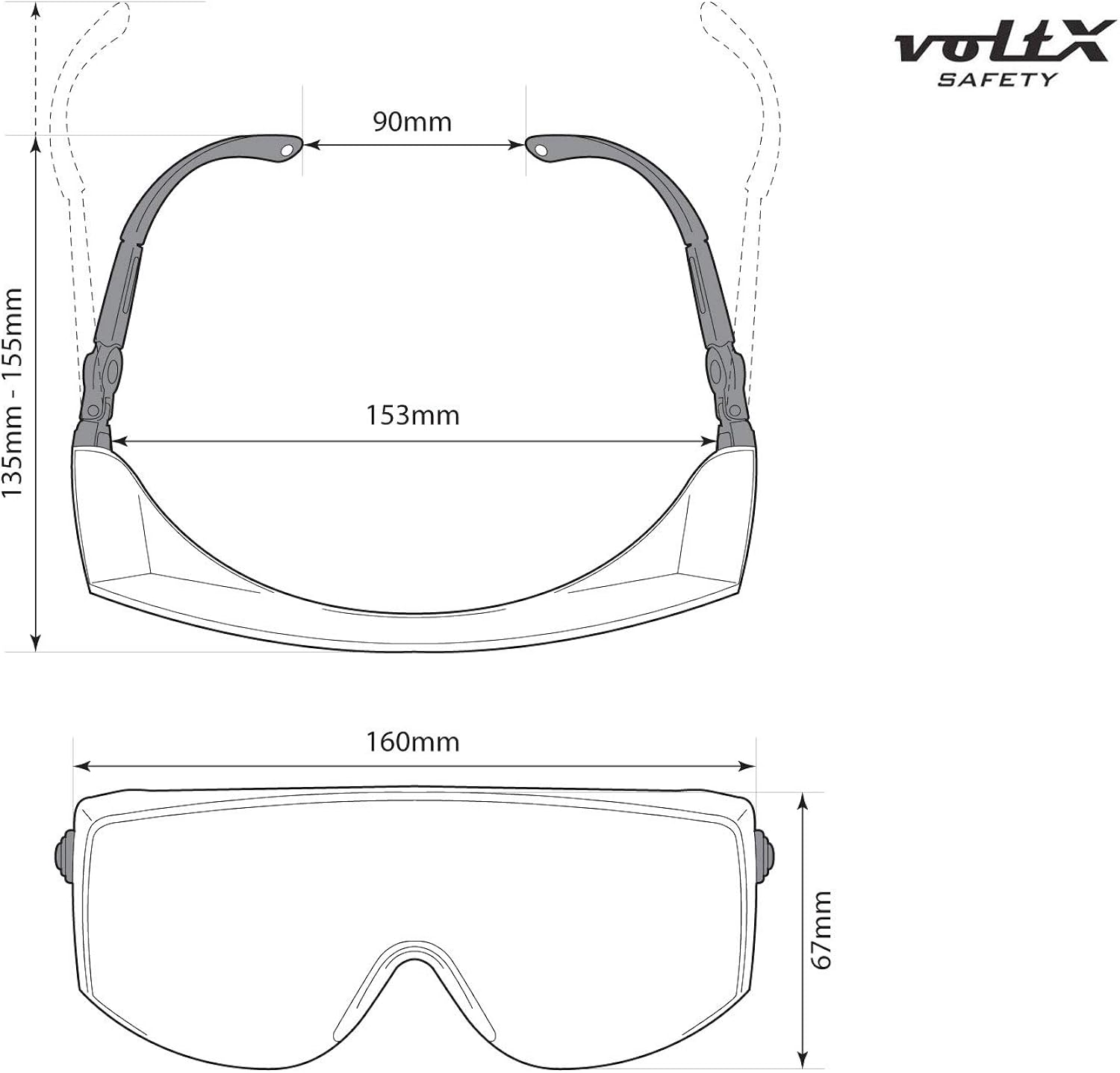 voltX 'OVERSPECS' Large Size, Industrial Safety Over Glasses - UKCA ...