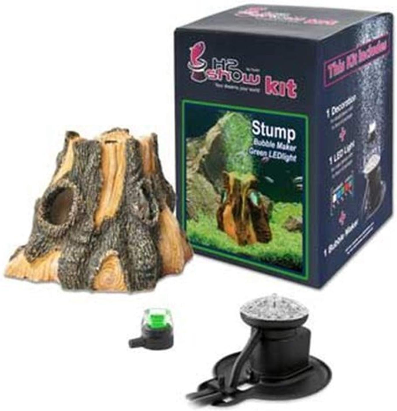 Amazon.com : Hydor H2Show Green Stump/Log Kit - Green LED with Bubbles ...