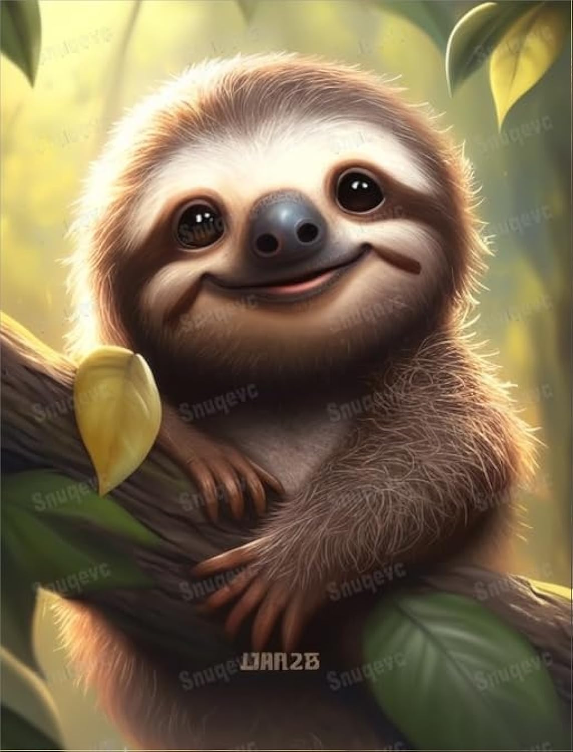 Amazon.com: Snuqevc 5D Diamond Painting Kits Happy Sloth Round Full ...