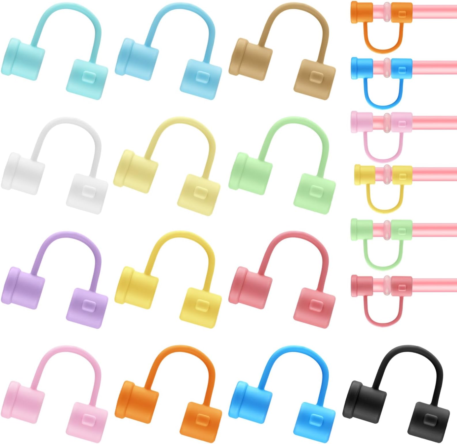 Amazon.com: PLULON 45Pcs Silicone Straw Cover Caps 8mm Reusable Straw ...