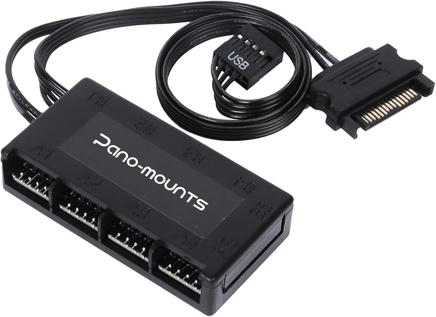 PANO-MOUNTS Internal 9-Pin USB Hub Magnetic 1 to 4 Ports with SATA Power Cable for RGB Fan CPU ...