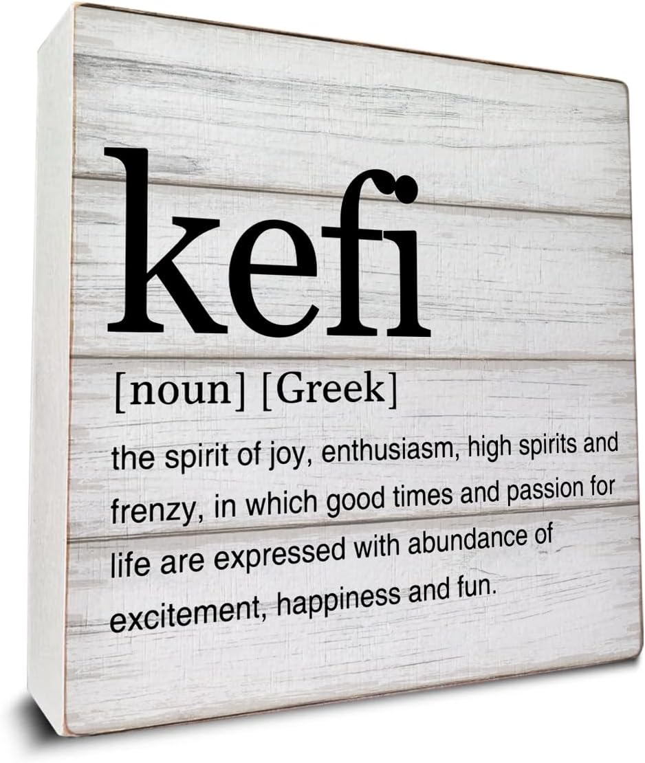 Amazon.com: Greek Art Kefi Definition Wooden Box Sign Life Quotes Desk ...