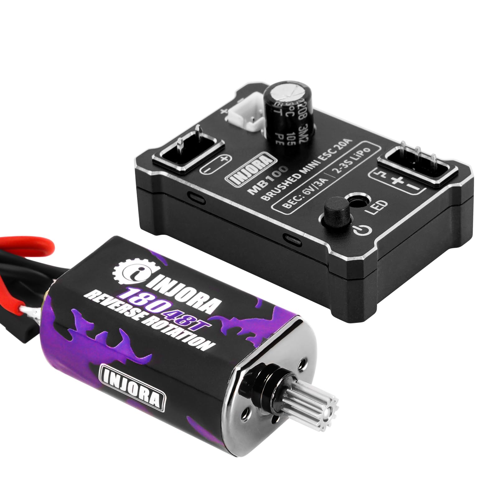 Amazon.com: INJORA MB100 20A Brushed Mini ESC with 180 Motor 48T for ...