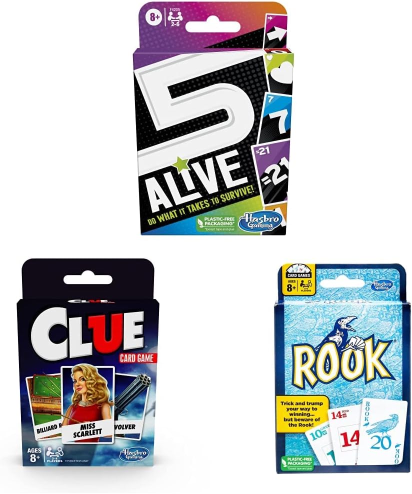 Buy Hasbro 5 Alive Card Game+Clue Card Game+Gaming Rook Card Game ...