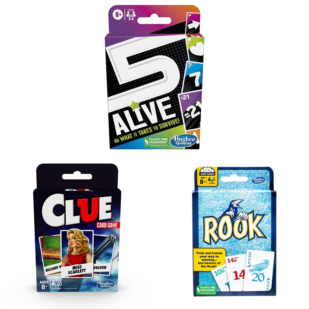 Buy Hasbro 5 Alive Card Game+Clue Card Game+Gaming Rook Card Game ...