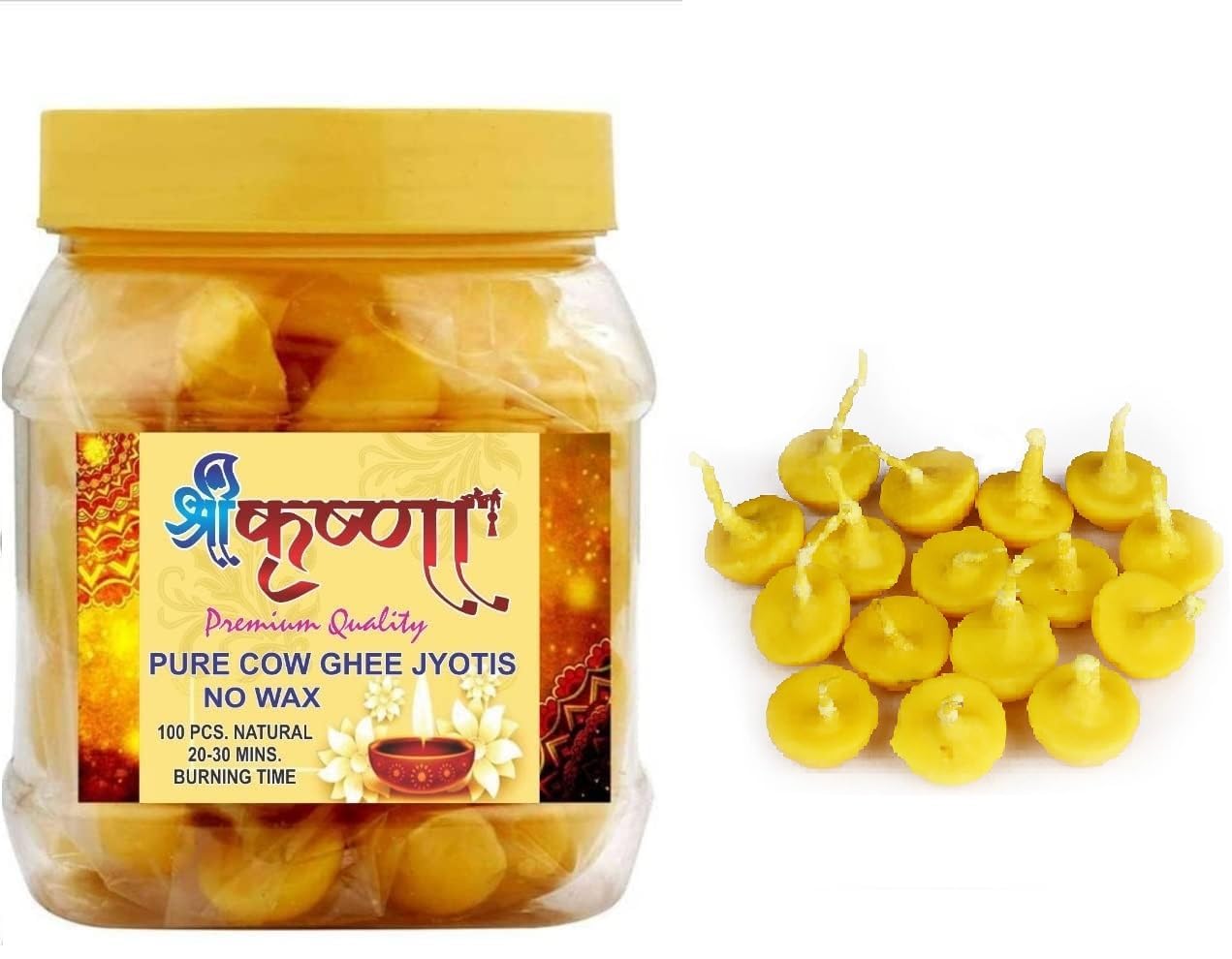 Buy Advik Shree Krishna Pure Ghee Wicks, Batti, Diya for Pooja, Wax ...