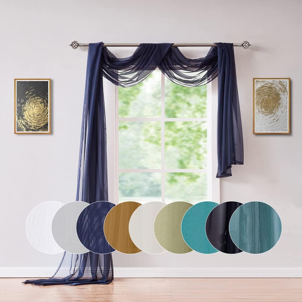 Amazon.com: ASATEX Medium Length 56" (W) x 144" (L) Navy Blue Sheer ...