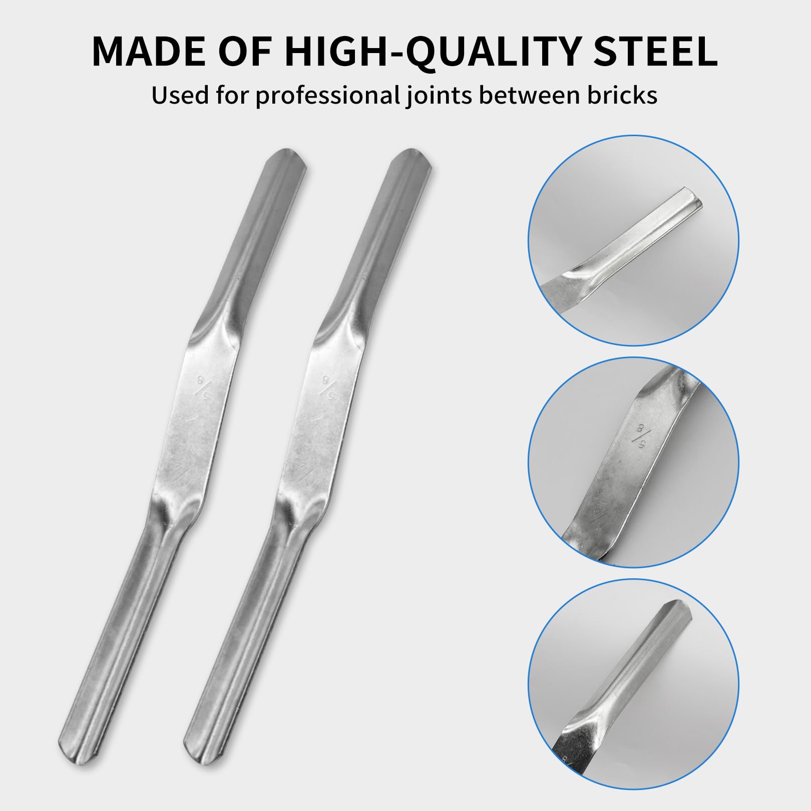 2 Pcs Brick Jointer Tool 1/2 inch x 5/8 inch,Double End Mortar ...
