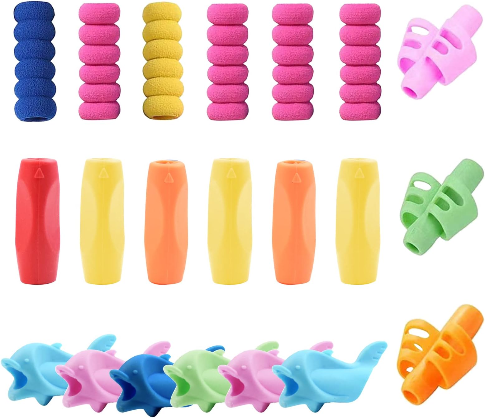 Udewo 21 PCS Pencil Grips, Silicone Pen Grips Pencil Holder Grip Finger ...