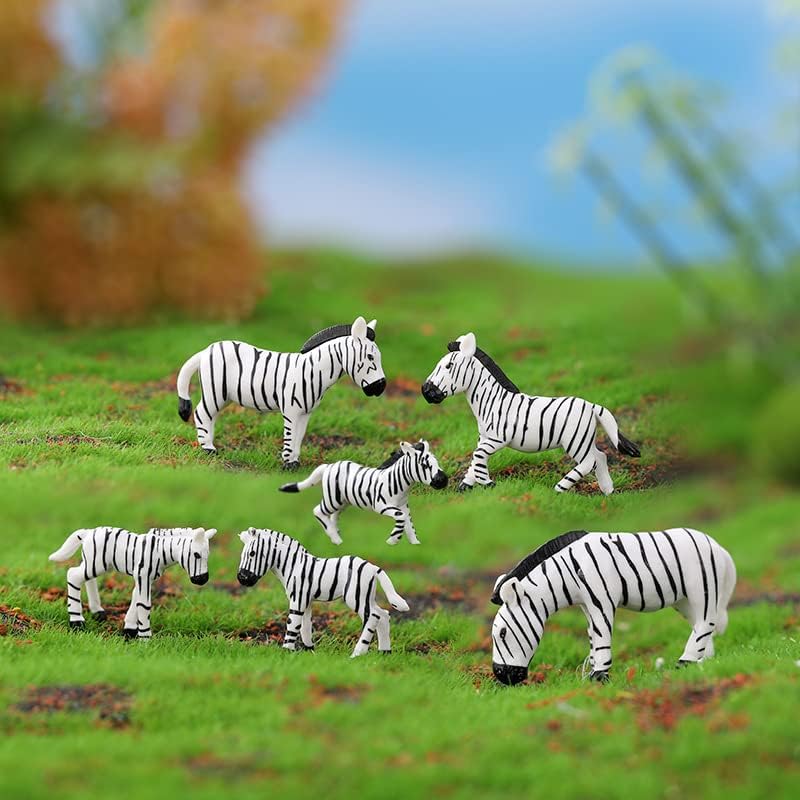 Amazon.com: Aydinids 6 Pcs Miniature Zebra Figurines Mini Plastic Zebra ...
