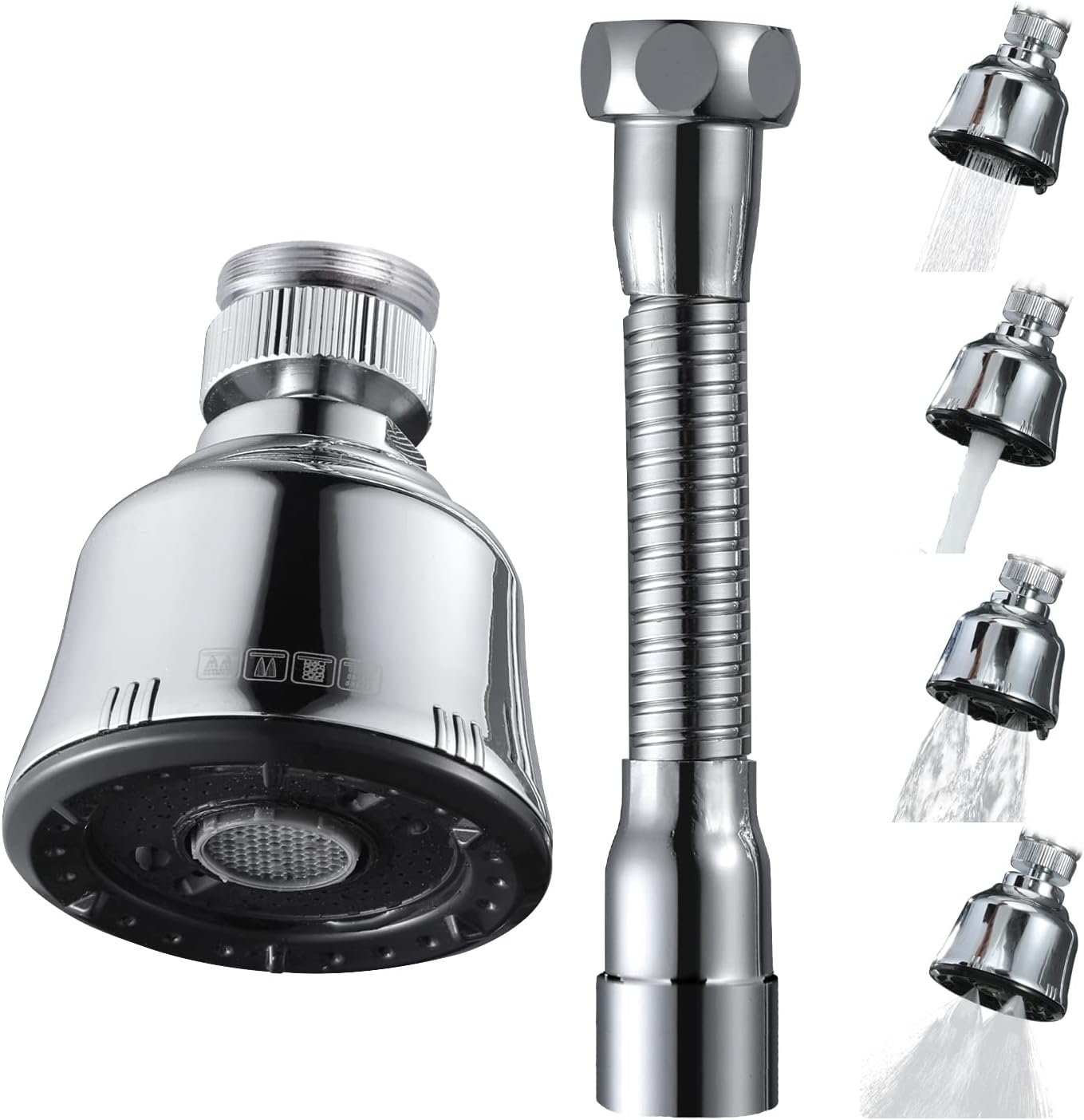 Kitchen Faucet Sprayer Attachment, Movable Faucet Extender with 4 Spray ...