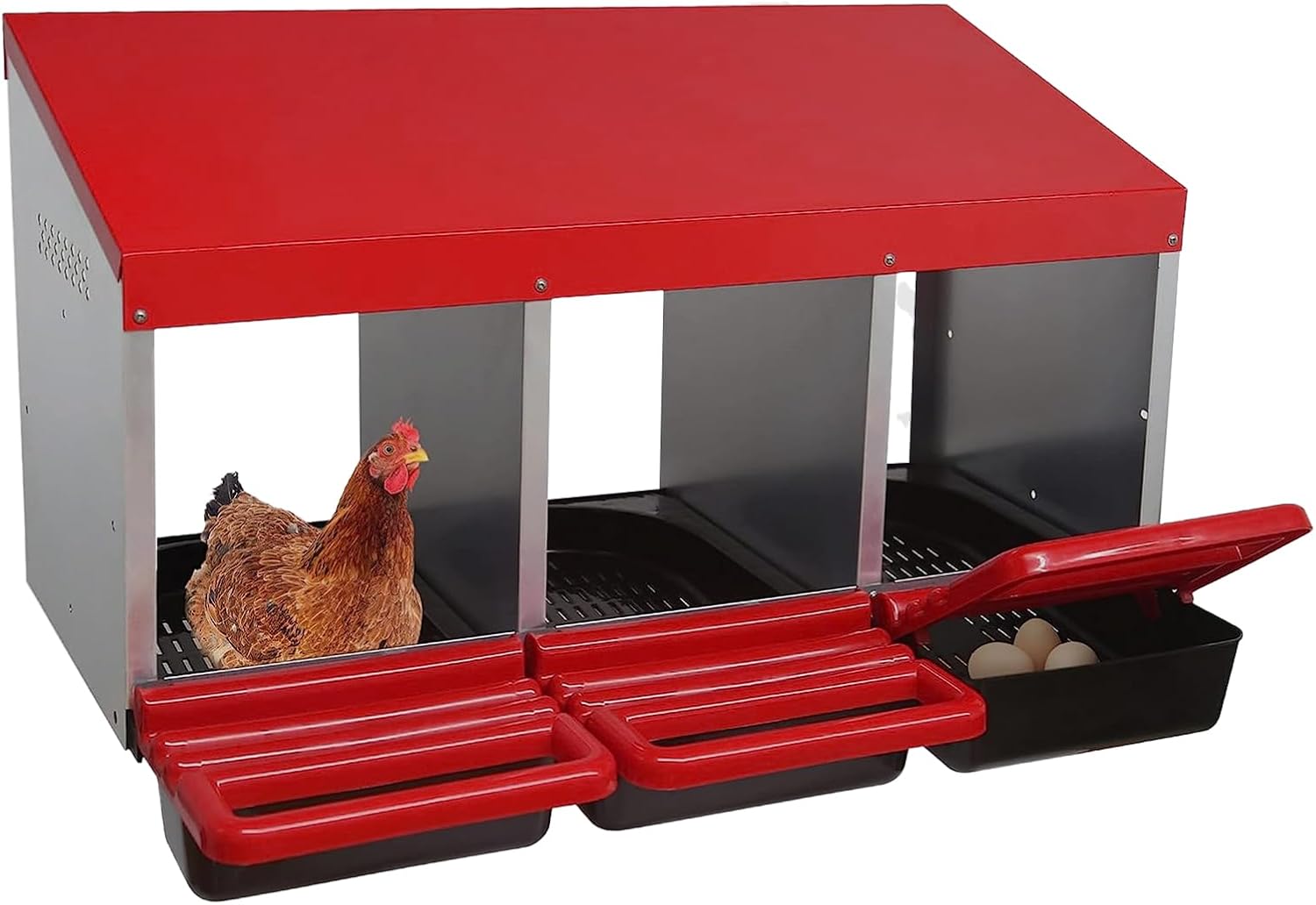 Amazon.com: PTGVCTA 3 Compartment Roll Out Nesting Box for Chickens ...