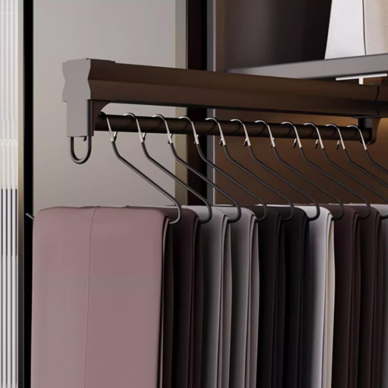 Retractable Closet Pull Out Rod Wardrobe, Bearing 35kg Adjustable Pants ...