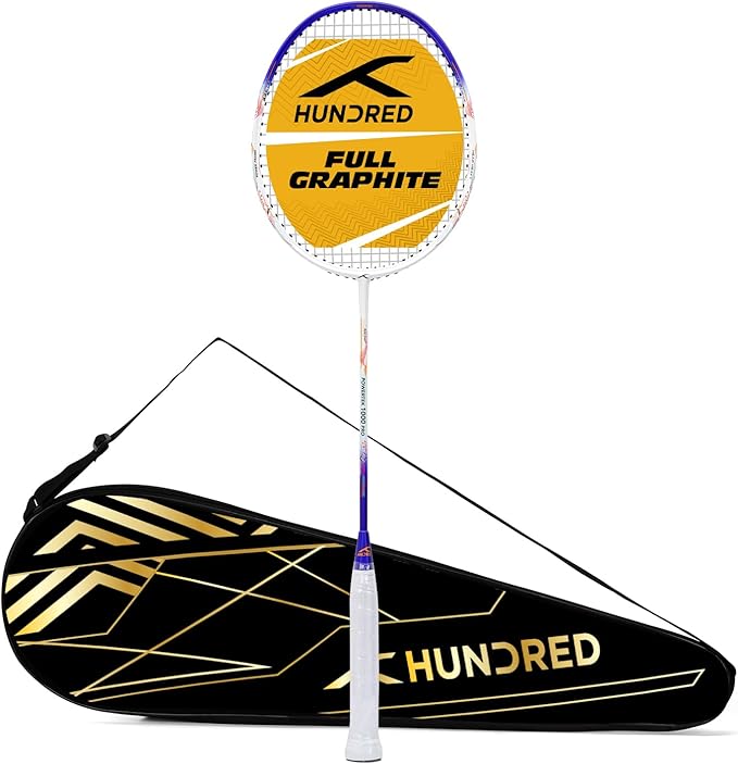 Amazon.com: HUNDRED Powertek 1000 PRO Graphite Strung Badminton Racket ...