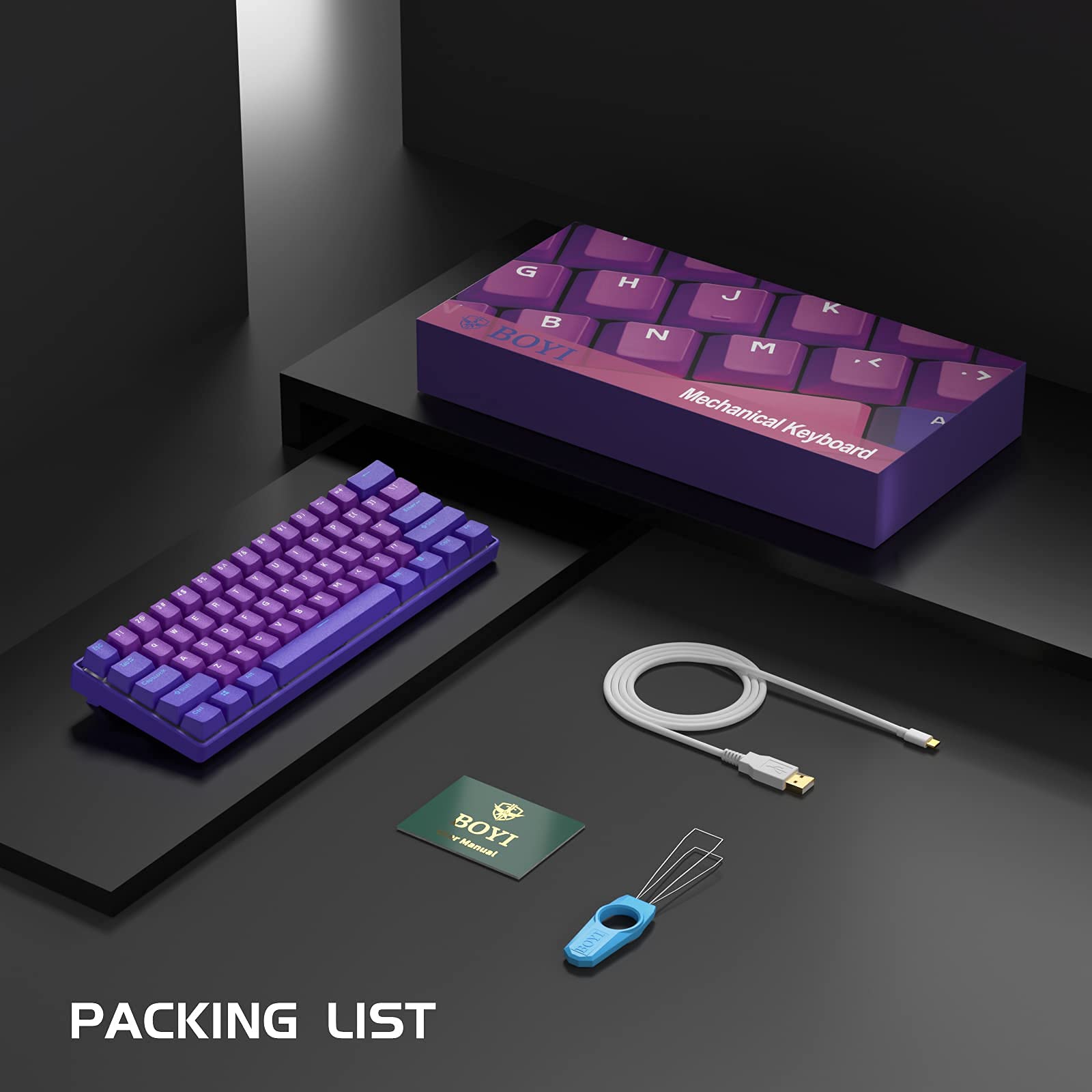 Buy 61 Mini Mechanical Keyboard,BOYI Mini RGB PBT Keycap Cherry MX ...