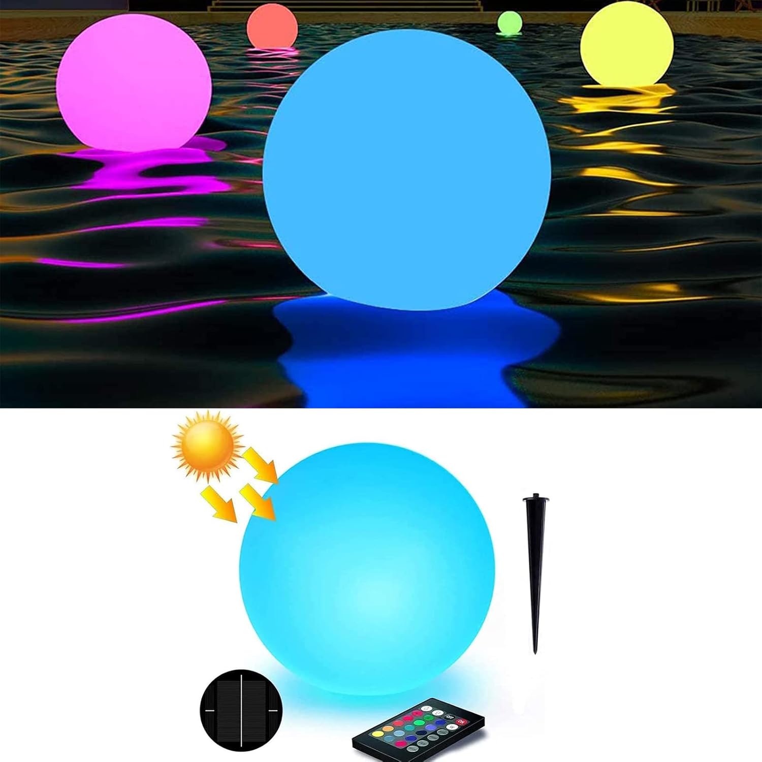 Amazon.com : LOFTEK 8 inch Solar LED Ball Light and 16 inch Dimmable ...