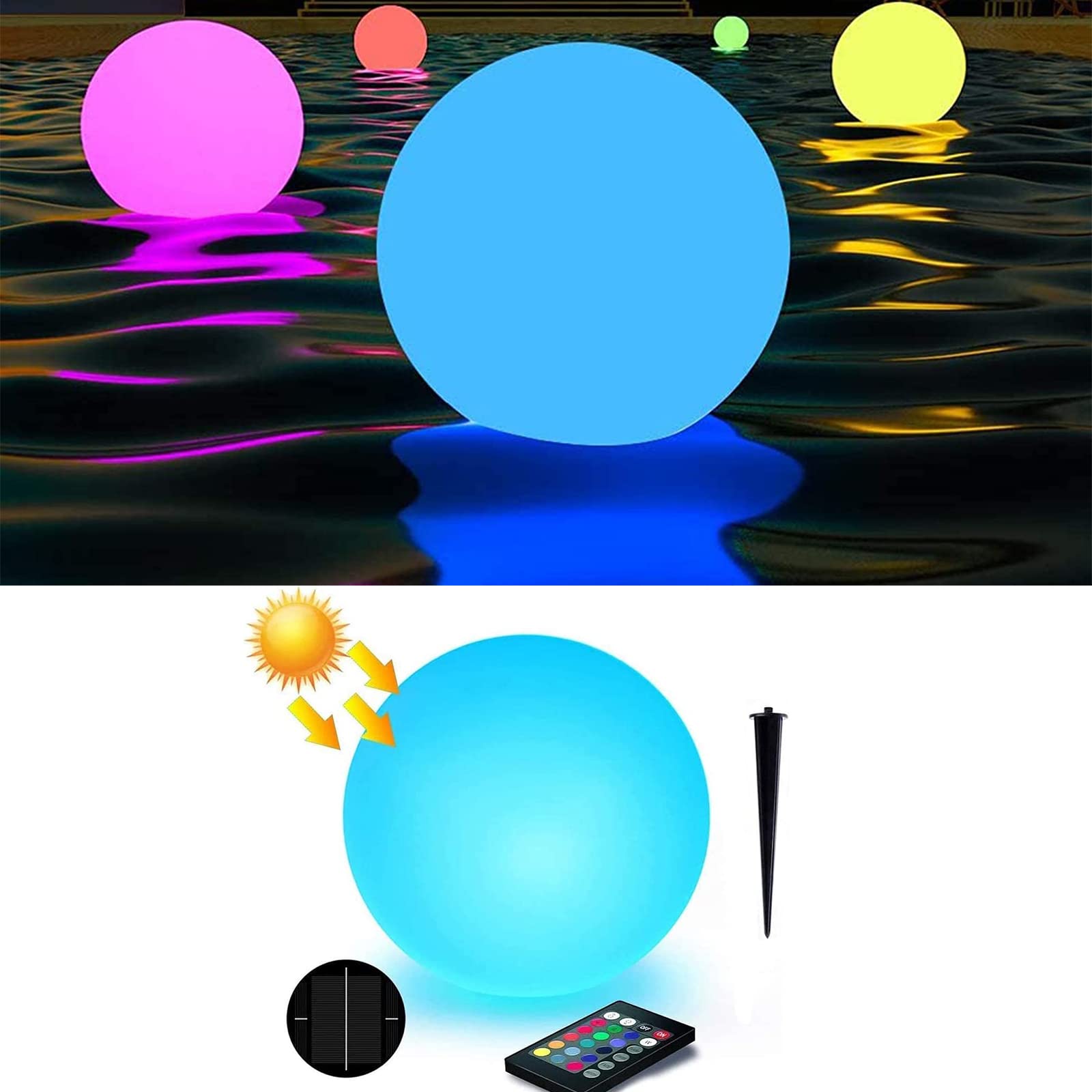 Amazon.com : LOFTEK 8 inch Solar LED Ball Light and 16 inch Dimmable ...
