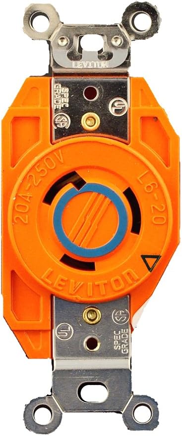 Leviton 2320-IG - Receptáculo de bloqueo de montaje empotrado (20 A ...