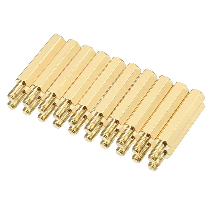 uxcell 20pcs M3 20+6mm Female Male Thread Brass Hex Standoff Spacer ...