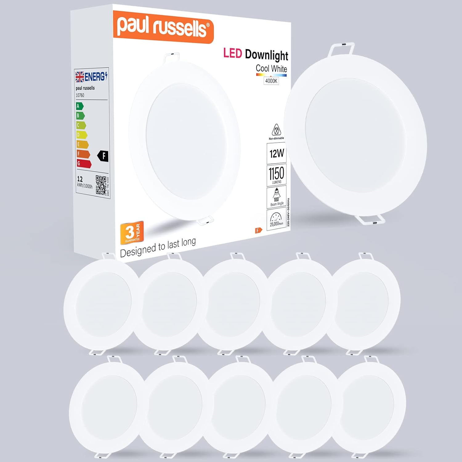 paul russells LED Ceiling Downlights, 12W Slim Recessed Bathroom ...