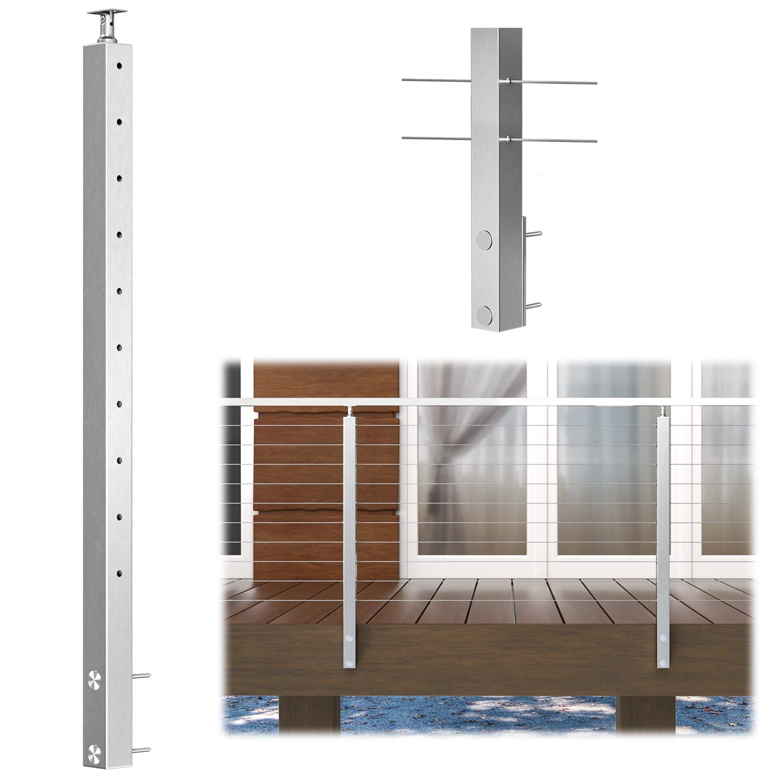 Muzata Level drilled Side Mount Post 36"x2"x2" (Post Body 40 ...