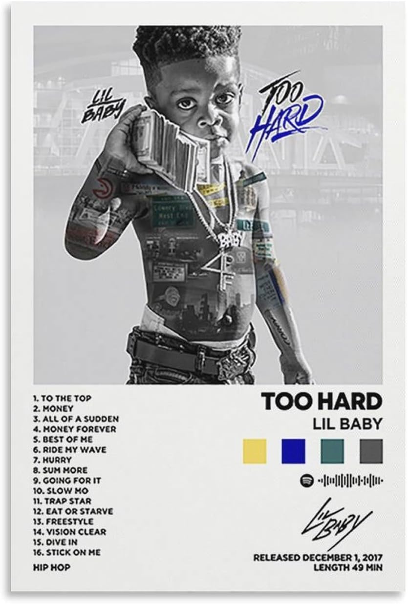 Amazon.com: PEIXEN Lil Baby - Too Hard Album Cover Canvas Posters for ...