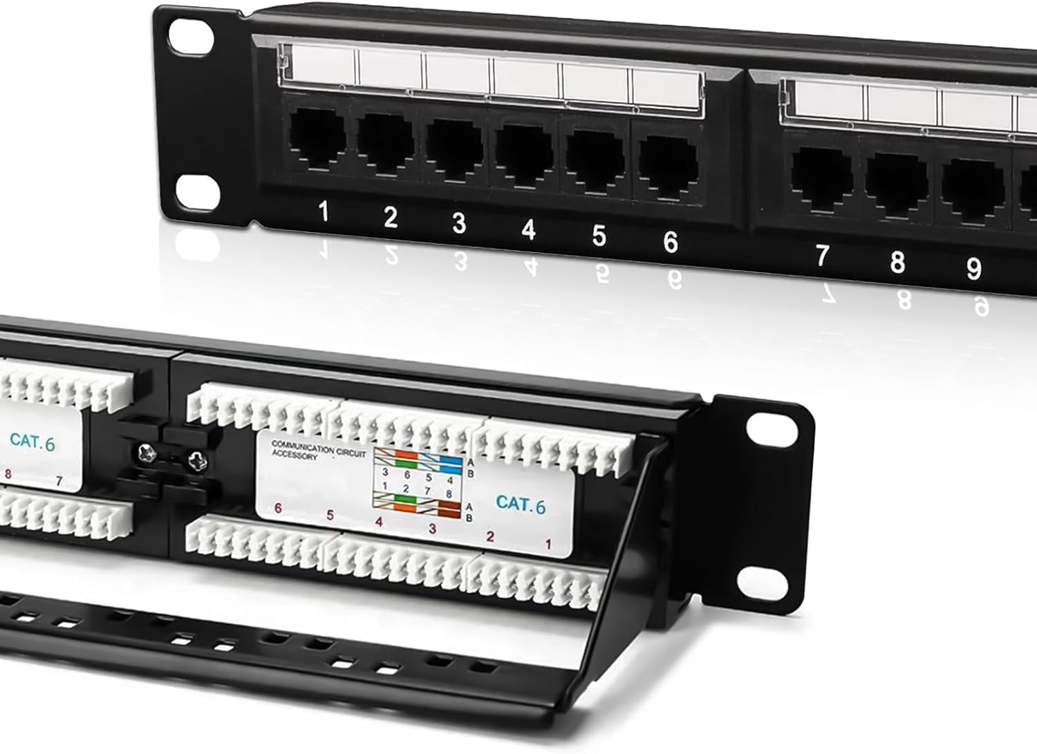 Cat6 Patch Panel 24-Port, UTP 1U 19-Inch Rack Mount Network Panel, All ...